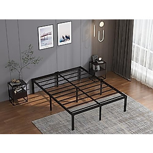 AROMUSTIME 16 Inch Standard Metal Platform Bed Frame / 3,000 lbs Heavy Duty Steel Slat Easy Assembly Mattress Foundation/No Noise/Box Spring Replacement, Cal King