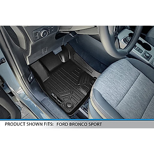 SMARTLINER Custom Fit All Weather Black 2 Row Floor Mat Liner Set Compatible with 2021-2022 Ford Bronco Sport