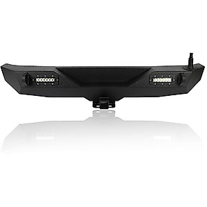 SCITOO Rront Bumper and Rear Bumper w/Tire Carrier Textured Black for 2007-2018 for Jeep Wrangler JK Rock Crawler Bumper w/Winch Plate with D-ring