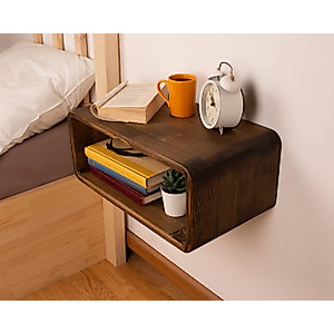 WOODCHES Floating Nightstand Wooden, Bedside Table, Nightstand Shelf, Handmade, Wall Mounted Bedside Shelf, Minimalist and Unique Style (Vancouver)