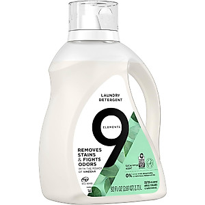 9 Elements Natural Laundry Detergent Liquid Soap, Eucalyptus Scent, Vinegar Powered, 92 Fl Oz, 1 Count