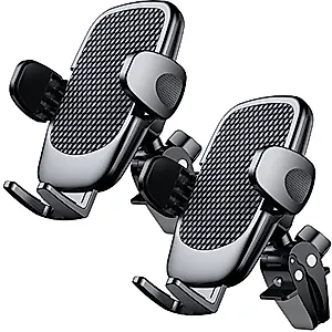 SPIDERCASE [2 Pack] Phone Mount for Car [Universal Air Vent] Car Phone Holder, Military-Grade Shockproof [Up to 7” Phones] [Thick Case Friendly] [Easy Operate] Cellphone Clamp Cradle for All iPhone