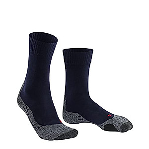 FALKE Women's TK2 Explore Hiking Socks, Mid Calf, Medium Padding, Athletic Sock, Breathable Quick Dry, Merino Wool, Blue (Marine 6120), 8-9, 1 Pair