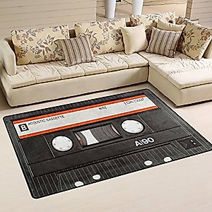 WOZO Old Cassette Tape Music Area Rug Rugs Non-Slip Floor Mat Doormats Living Dining Room Bedroom Dorm 60 x 39 inches inches Home Decor