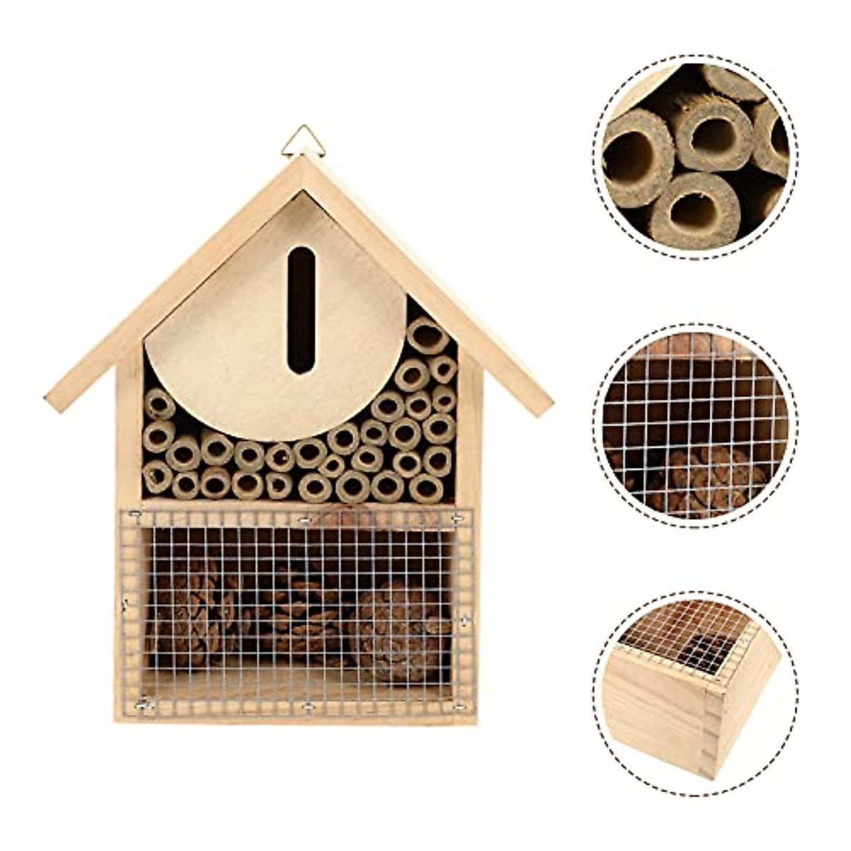 Happyyami Mason Bee House Bee Hive Attracts Peaceful Bee Pollinators to Garden Productivity for Bees Butterflies and Ladybugs