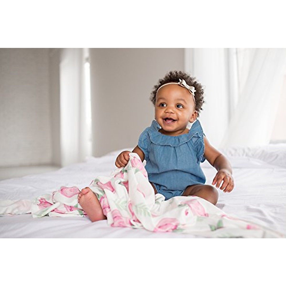 Copper Pearl Large Premium Knit Baby Swaddle Receiving Blanket Floral Grace