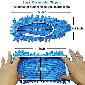 M-jump 8 PCS 4 Pairs Duster Mop Slippers Cover, Multi Function Chenille Fibre Washable Dust Mop Floor Cleaning Shoes for Bathroom, Office, Kitchen, House Polishing