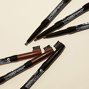 Kiss New York Professional Long-Lasting Eyebrow, Retractable Eyebrow Pencil, Rich Pigmentation, Coconut Oil Infused, Built-in Brush Brow, Sapes, Define, Fills Brow, Eye Makeup (KBAP06 BLACK)