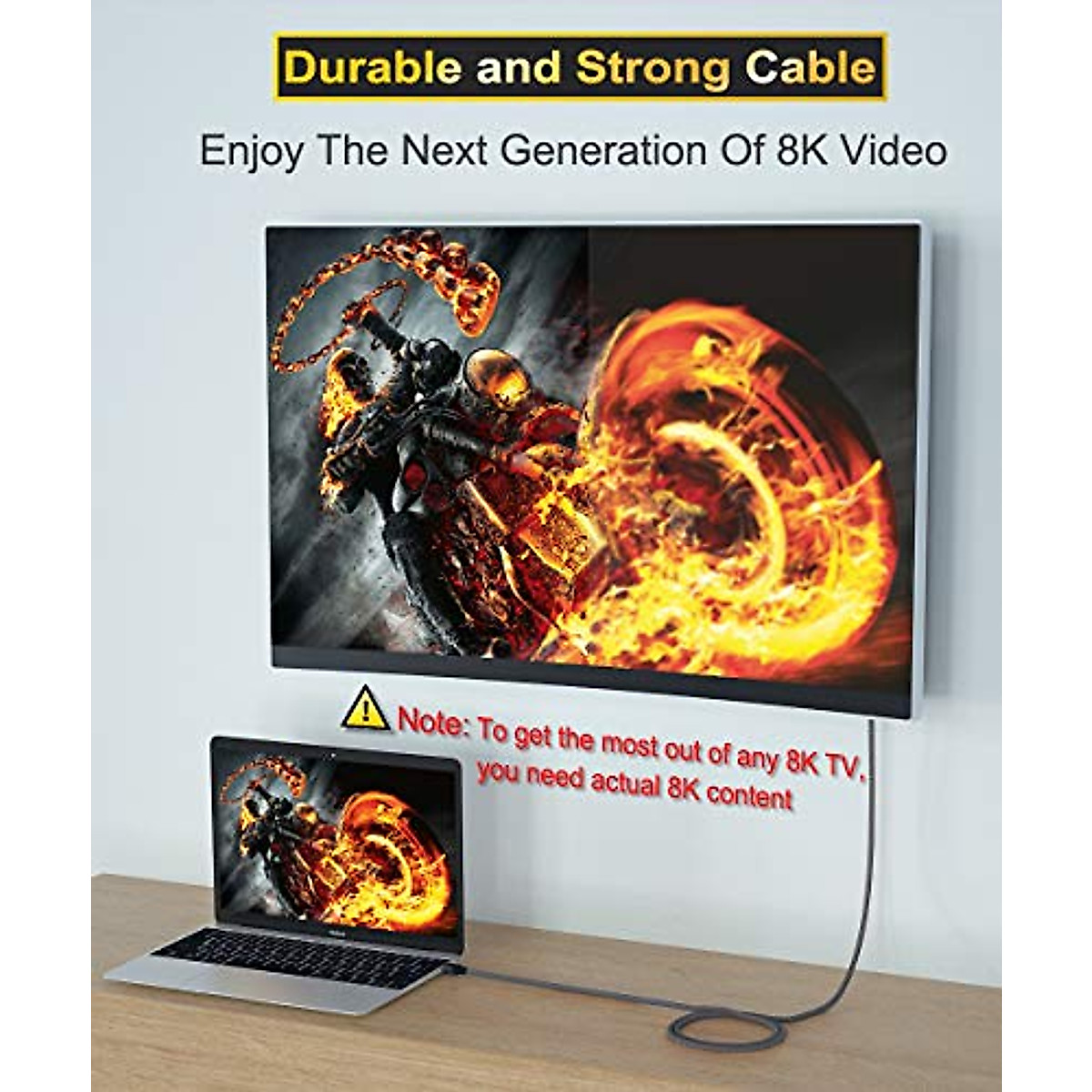 Basesailor 8K 60Hz HDMI Cable 6.6FT 2 Pack,48Gbps 7680P Ultra High Speed Cord for Apple TV,Roku,Samsung QLED,2.0 2.1,Sony Playstation,PS5,6FT,Xbox One Series X,eARC HDR HDCP 2.2 2.3,4K 120Hz 144Hz