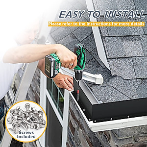 Flamorrow 4 Pack Aluminum Gutter Valley Splash Guards, Rainwater Roofing Gutter Guard, Straight Gutter Splash Guard for Flat Shingle Roofs, Valley, Corner, Black