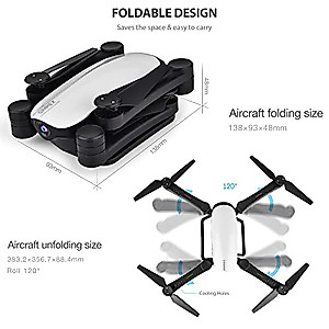 SIMREX X900 Drone Optical Flow Positioning RC Quadcopter with 1080P HD Camera, Altitude Hold Headless Mode, Foldable FPV Drones WiFi Live Video 3D Flips 6axis RTF Easy Fly Steady for Learning Matte White