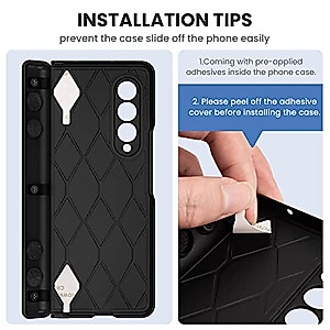 Ruky for Samsung Galaxy Z Fold 3 Full Body Case, Magnetic Kickstand, Hinge Protection, Built-in Screen Protector PU Leather Stand Case for Samsung Galaxy Z Fold 3 5G, Black