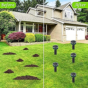 BERKINNIE Mole Repellent Solar Powered, 4 Pack Gopher Repellent Vole Repellent for Garden Lawn Yard Waterproof Get Rid of Moles Voles Gophers Rats Rodents