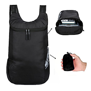 Dladhict 14L Hiking Backpack Lightweight Packable Hiking Daypack Water Resistant Lightweight Foldable Hiking Backpack for Travel Camping Outdoor Small Travel Outdoor Foldable Shoulder Bag (Black)