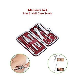 Uouteo Nail Clippers Kits 8 PCS Pink Manicure Pedicure Kit with Travel Case