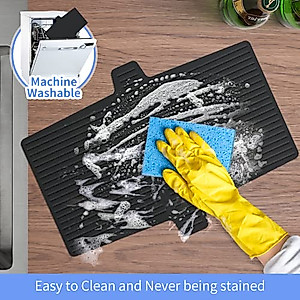 Bligli Silicone Sink Divider Mat, Large Durable Sink Saddle Pad with No Suction Cup, Kitchen Divided Sink Protector Mat for Glassware Dishes, Easy to Clean and No Smell, 12.8" x 17.6" (Black,1 PACK)