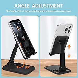 ZenTiky Cell Phone Stand, Angle Height Adjustable Phone Holder Stand, Foldable Phone Charger Stand,Portable Phone Stand Holder for 4’’-12.9'' iPhone 13,iPad,Tablet, Kindle, Samsung, and More, Black