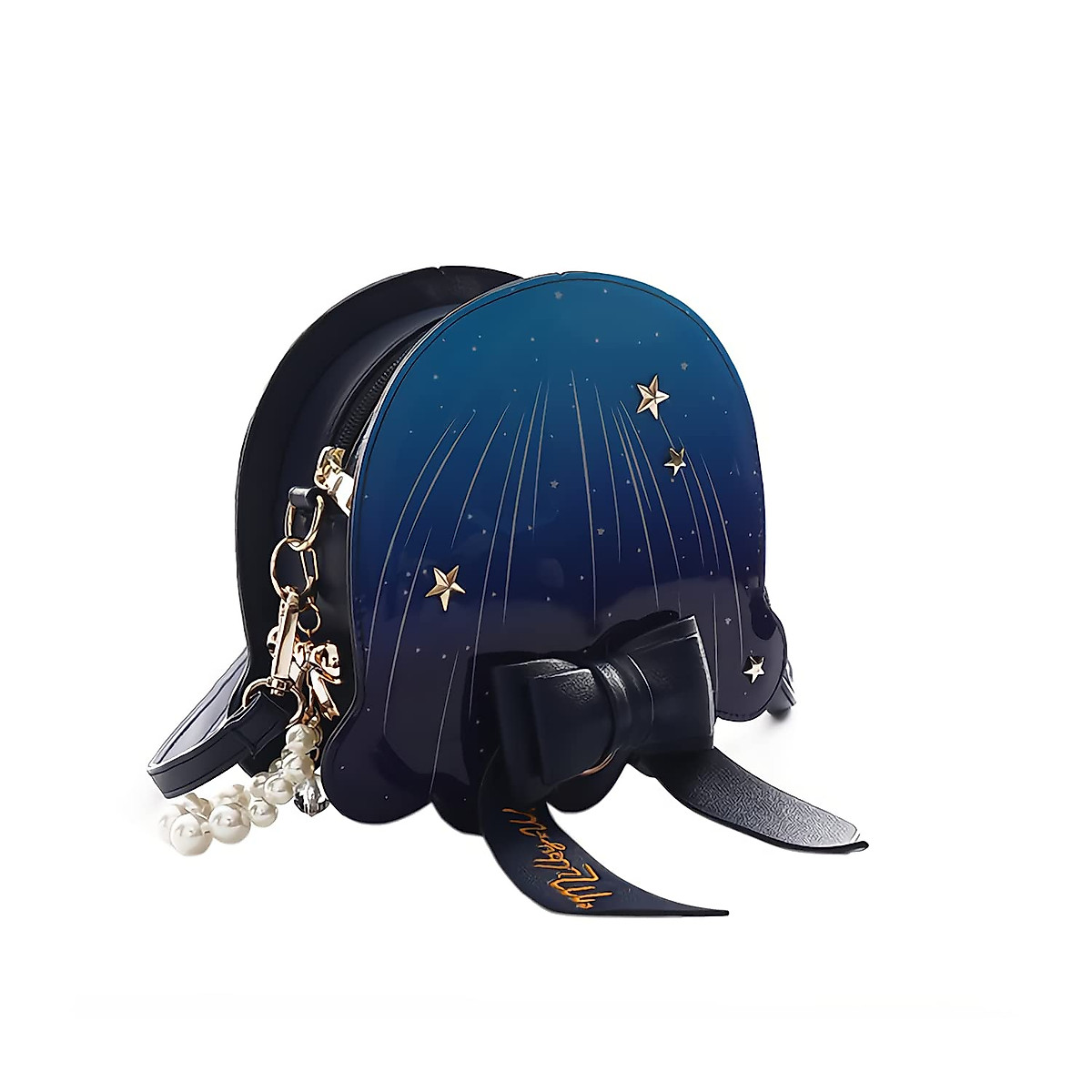 GK-O Women Jellyfish Handbag Crossbody Bag Fantasy Submarine Jellyfish Shoulder Bag Fake Pearl Bow Knot Rivet Messenger Bag (Blue)