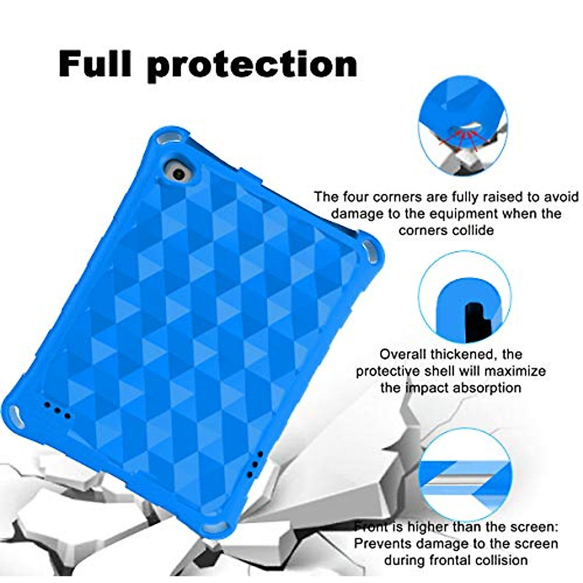 Fire 7 Tablet Case for Kids,Not Compatible with 2022 New, OQDDQO Extra Thick Protective Layer Double-Layer Shockproof in Four Corners Compatible with 9/7/5th Generation 2019/2017/2015 Release (Blue)