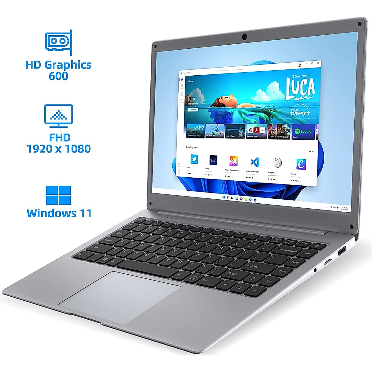 jumper Laptop 12GB DDR4 256GB SSD, Intel Celeron 2.4GHz Processor, Windows 11 Computer with 14 Inch FHD IPS Display, Dual Speakers, Dual-Band WiFi(2.4/5G), 35.52WH Battery, USB3.0, Type-C, Slim.
