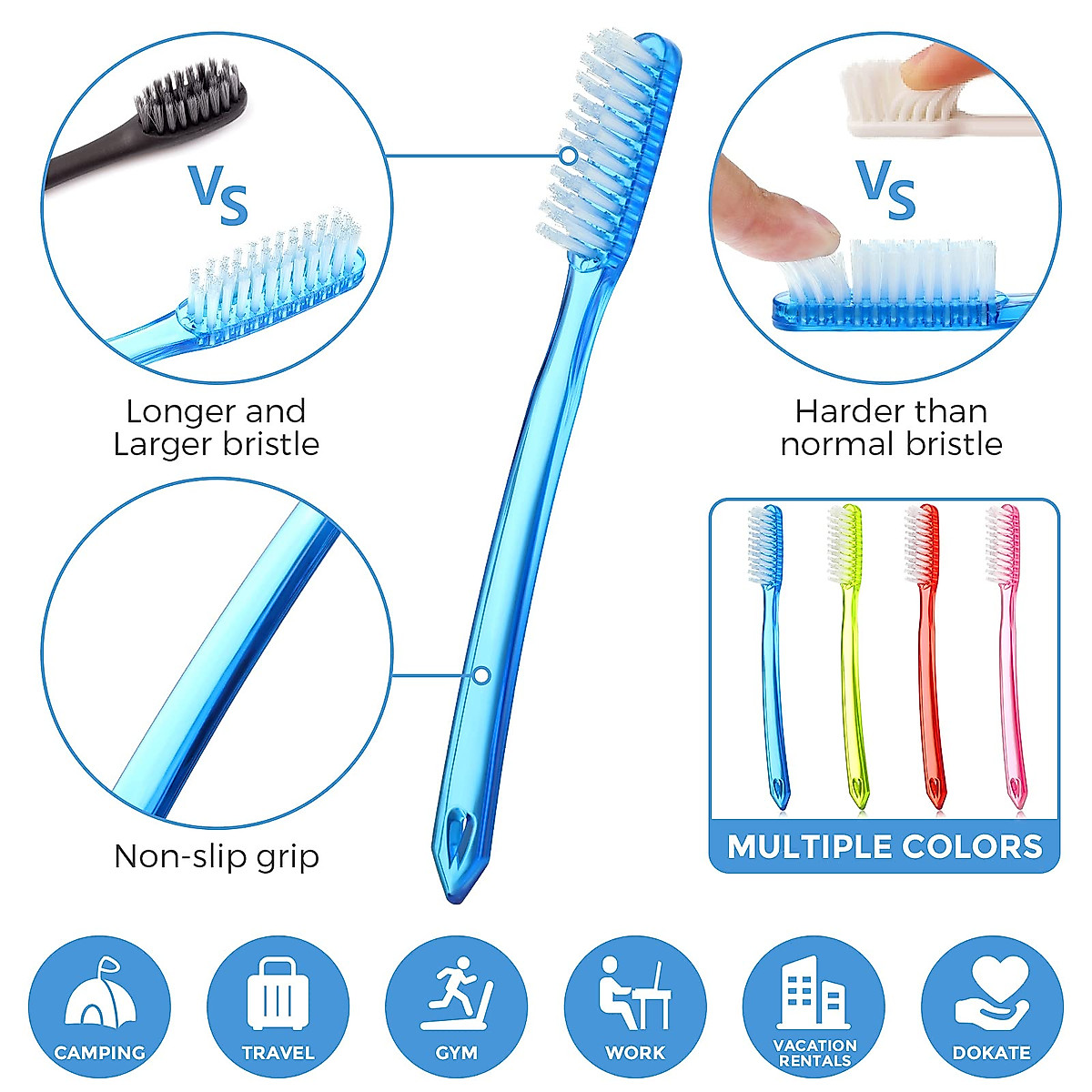 Zopeal Extra Hard and Firm Toothbrush for Adults Bulk Huge Head Bristle Full Head Manual Toothbrush for Cleaning(12 Pieces)