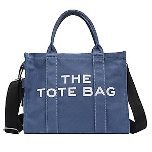 Canvas Tote Bag for Women Travel Shoulder Bag Crossbody Bags for Women Tote Bag with Zipper Handbags for women (Blue)