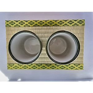 Mino Ware Japanese Traditional Yunomi Tea cups, 10.1 fl. oz, Set of 2 Authentic, Reed Motif Design Mashiko for Hot Green Tea, Matcha tea, Bancha from Japan