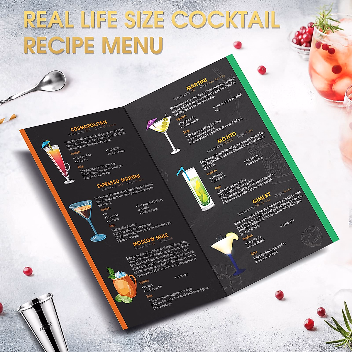 Teavas Bartender Traveling Backpack and mixology Bartender Tool Kits with Bamboo Stand | 25 Pieces of Cocktail Shaker Set with Recipe menu | Barware Present Gift