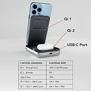 Satechi Duo Wireless Charger Stand & 10000 mah Power Bank – Portable Charger Power Bank – 3 in 1 Wireless Charging Stand – For iPhones 14/13/12/11/X/8, AirPods Pro & AirPods Gen 3/2, M2/M1 iPad & more