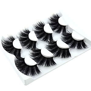 HBZGTLAD NEW 4 Pairs 3D Mink Hair False Eyelashes Criss-cross Wispy Cross Fluffy length 25mm Lashes Extension Handmade Eye Makeup Tools (MDR-5)