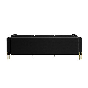 LostCat 94" Velvet Sofa, 94" Sofa Chesterfield Velvet Upholstered Mid-Century Modern Loveseat Couches Large Comfort Sofa, Three-seat Living Room Couch for Living Room Apartment, Black