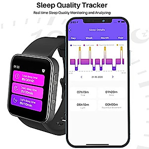 TOZO S1 Smart Watch Bluetooth 5.0 Activity Tracker with Heart Rate Monitor Sleep Monitor Pedometer and Calorie Counter IPX8 Waterproof 1.54-inch Touchscreen Compatible with iPhone & Android Phones