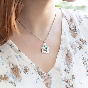 Custom Initial Letter Cow Tag Turquoise Necklace for Women Turquoise Pendant Necklace Handmade Jewelry Gift for Women Silver Fashion Boho Turquoise Chain Necklace