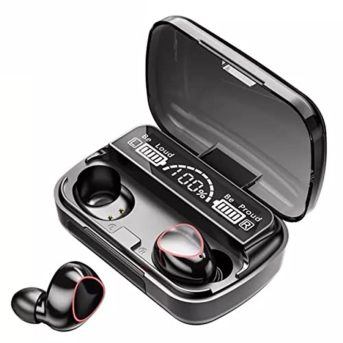 True Wireless Bluetooth 5.3 Earbuds Upgraded 9D HiFi Noise Cancelling Built-in Mic Waterproof AI w/3D Touch High-Fidelity Stereo Sound, Built-in Mic for Apple iPhone Android Laptops Running Gym