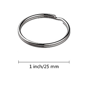 KINGFOREST 100PCS Key Rings 1 Inch, Key Rings Metal Keychain Rings Split Keyrings Flat Ring for Home Car Office Keys Attachment