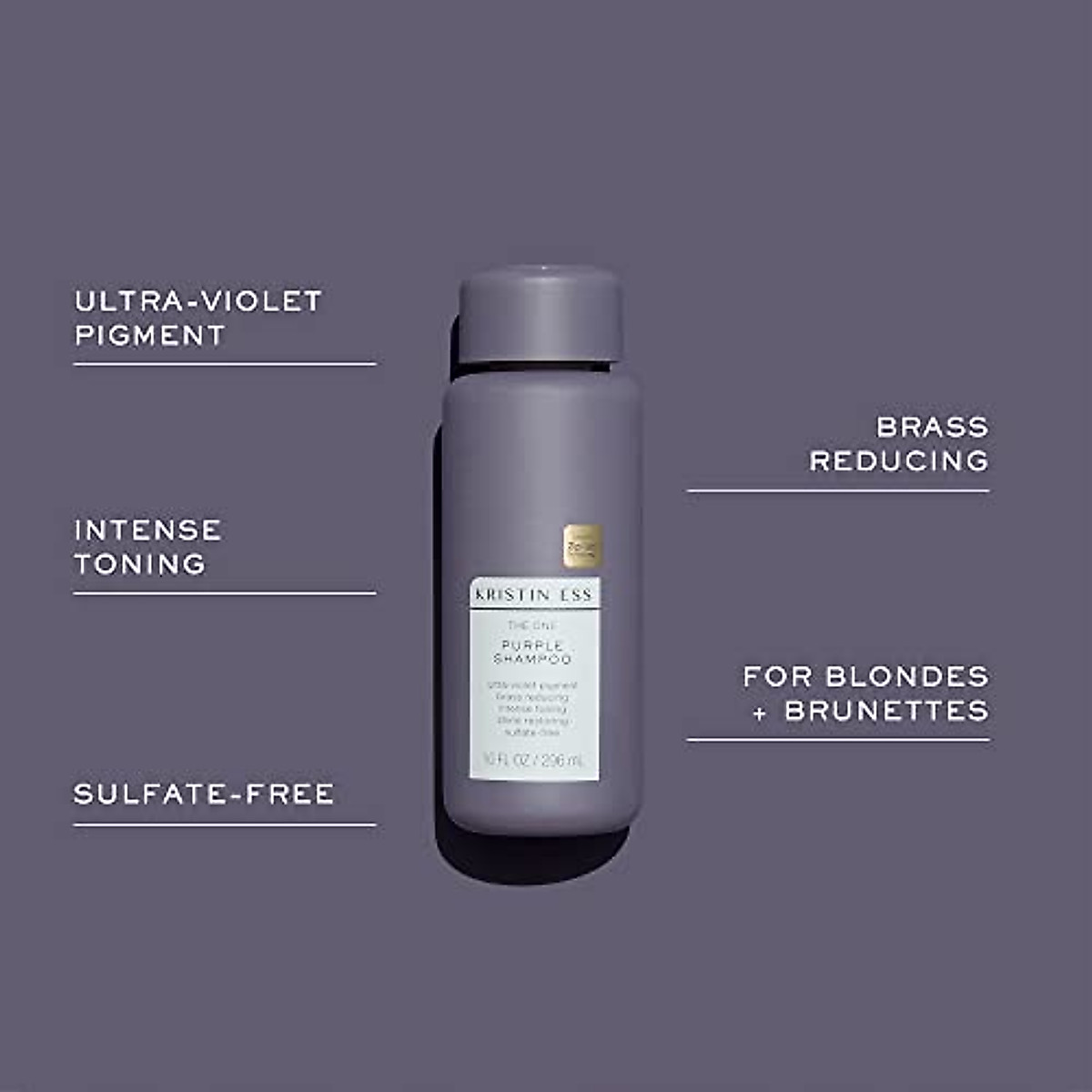 Kristin Ess Hair Purple Shampoo and Conditioner Set for Blonde, Brunette, Silver + Gray Hair, Anti Brass + Yellow Tones, Safe for Color Treated Hair, Sulfate Free Toning Shampoo Conditioner