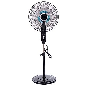 COSTWAY Pedestal Fan, 3-Speed Digital Control- Adjustable Height- Oscillating Standing Fan w/Timer- LCD Display- Double Blades- Remote Control, 18-Inch