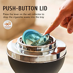 CO-Z Ashtray with Lid, Smokeless Standing Outdoor Ashtray for Home Garden Patio Cigarettes Ash Butt Disposal, 24"or 16.5" Stainless Steel Windproof Stand Outside Cigar Container Ash Tray, Matte Black