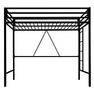ikalido Metal Loft Bed Twin Size, Multifunctional Twin Bed with Safety Guard & Removable Ladder, Space-Saving/Noise Free/No Box Spring Needed/Matte Black