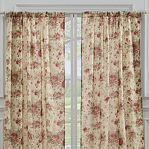 Greenland Home Antique Rose 100% Cotton Curtain Panel Pair, 42 W x 84 L Inches Each, Set of 2 - Ecru