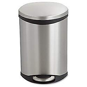 Safco Products 9901SS Ellipse Step-On Waste Receptacle, 3-Gallon, Stainless Steel, Round
