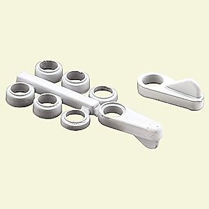Prime-Line L 5931 Universal Screen Clips, Fits Flush To 7/16 inches, Diecast, White, Painted Finish, Stackable Height-Adjustment Rings, Pack of 4