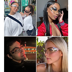 NULOOQ Rimless Y2K Sunglasses for Women Men – Trendy Star Shield Wrap Around Sunglasses Oversized Frameless Sun Glasses (Gradient Clear)