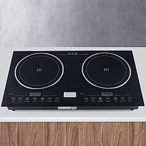 1200W+1400W Double Induction Cooktop, Portable Electric Induction Cooker and Ceramic-Cooker, Commercial Induction Cooktop, Hot Plate Countertop Burner, Electric Hot Plate with Sensor Touch