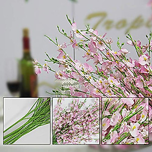 WELMATCH Pink Artificial Orchids Faux Flowers - 10 pcs 37.5 Inches Real Touch Fake Artificial Flowers for Wedding Home Office Party Hotel Yard Decoration (Pink, 10)