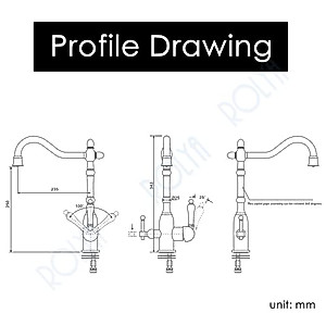 ROLYA Solid Brass 3-in-1 Filtered Water for Kitchen Sink Traditional Triflow Kitchen Mixer Tap Antique Bronze