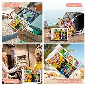 HANAMO Chenille Letter Clear Bag Snacks, Snacks Bag Chenille Waterproof Nylon Transparent Bag Chenille Letter Bag Snacks Pouch Clear Cosmetic Bag with Zipper Portable Makeup Wrist Bag