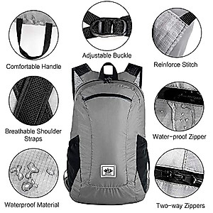 Peicees Lightweight Packable Backpack for Women Men Travel Hiking Waterproof Foldable Daypack Bag Collapsible Backpack 16 L