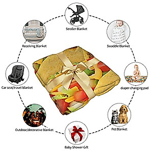 Taco Blanket Throw, Funny Food Blanket Gift for Daughter and Son, Ultra Soft Lightweight Flannel Fleece Micro Blanket for Couch Home Bed Sofa Travel Chairs 30"x40" for Toddler/Little Pets