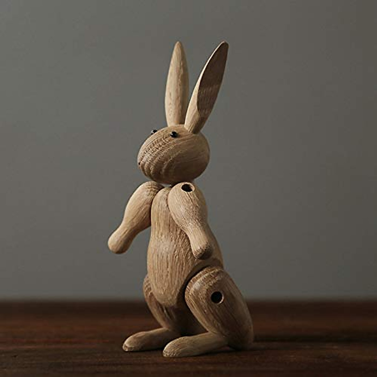 LNIMI Art Wooden Rabbit Figurine Wooden Ornaments Rabbit Model Flexible Sculpture Perfect for Home Decoration Gift or Collection